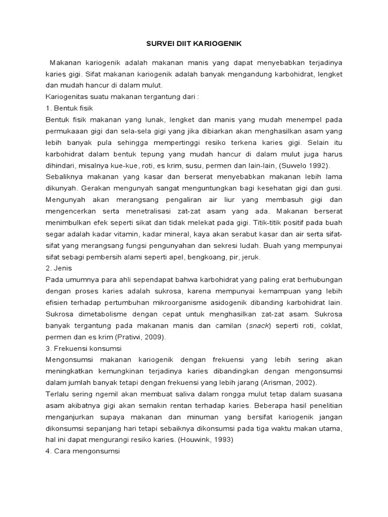 Diet Kariogenik dan Risiko Karies | PDF