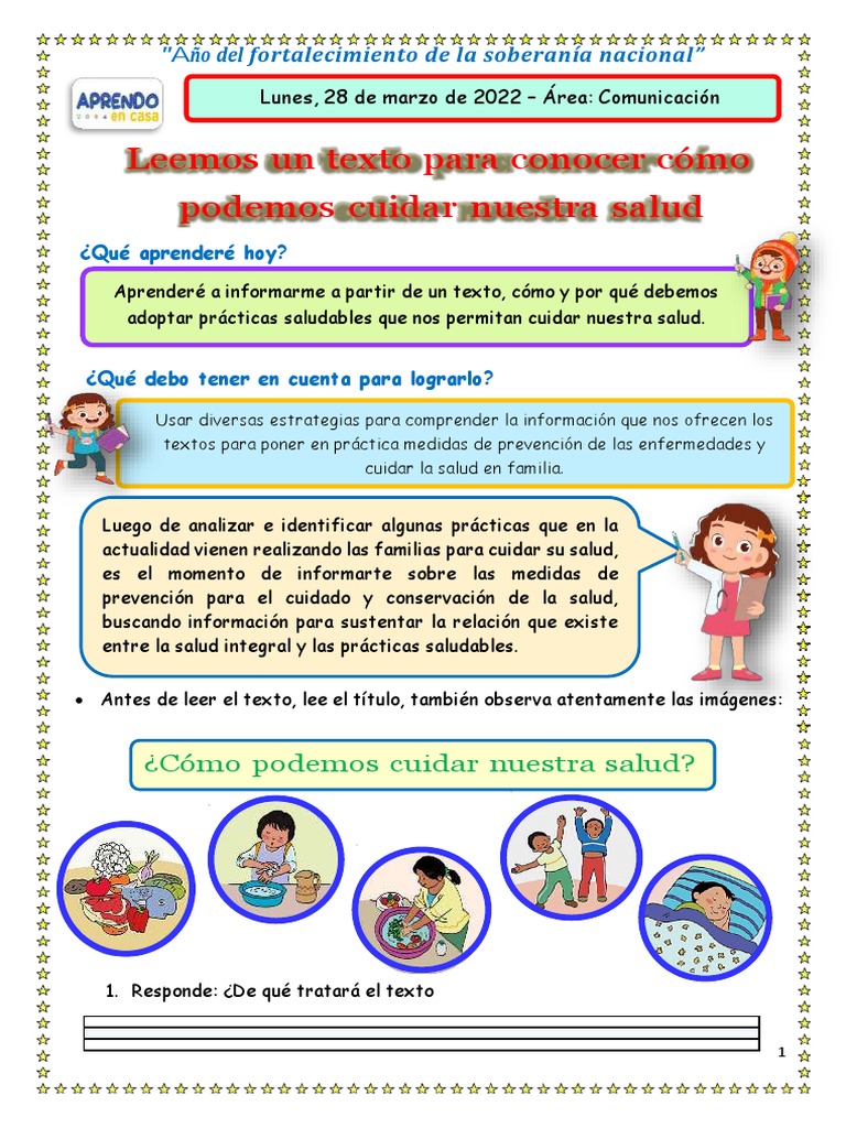 Ficha - Leemos para Conocer Como Cuidar y Mantener Nuestra Salud | PDF ...
