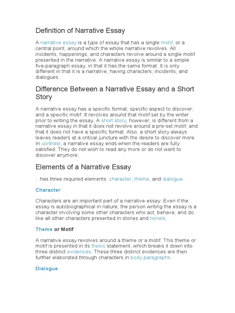 Definition of Narrative Essay | PDF | Essays | Narrative