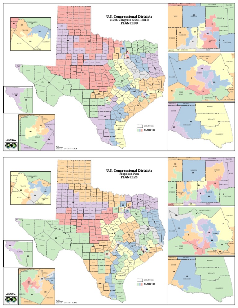 Texas Congressional Maps, Present and Proposed | PDF | Texas