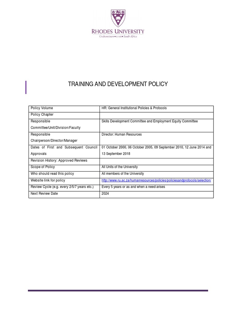 Training and Development Policy | PDF