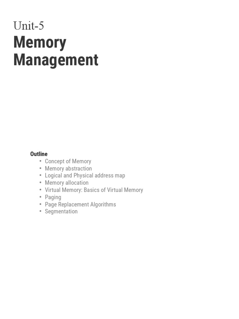 Unit-5: Memory Management | PDF | Computer Data Storage | Read Only Memory