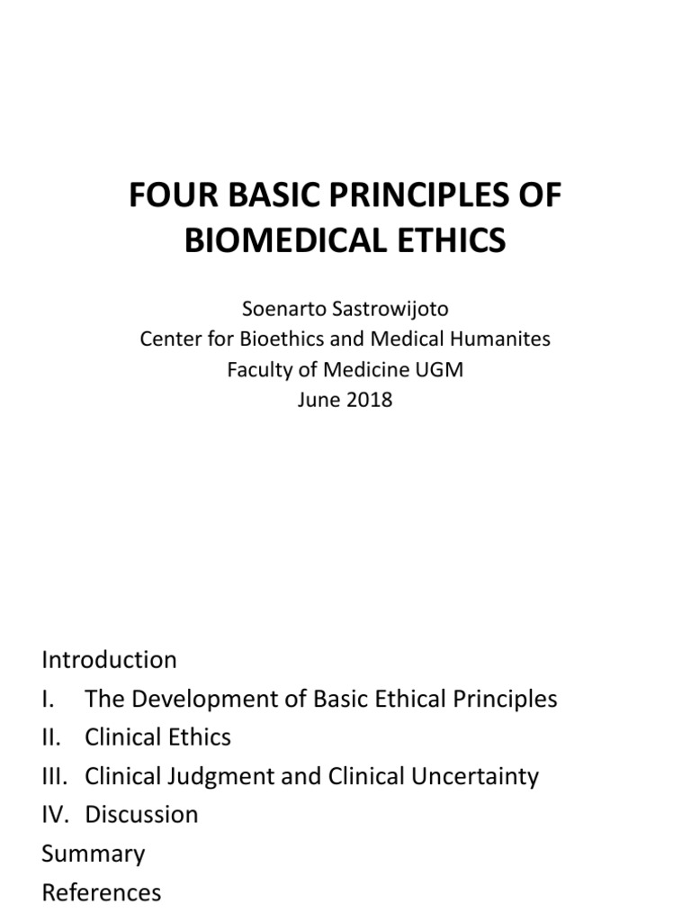 Four Principles of Biomedical Ethics | PDF