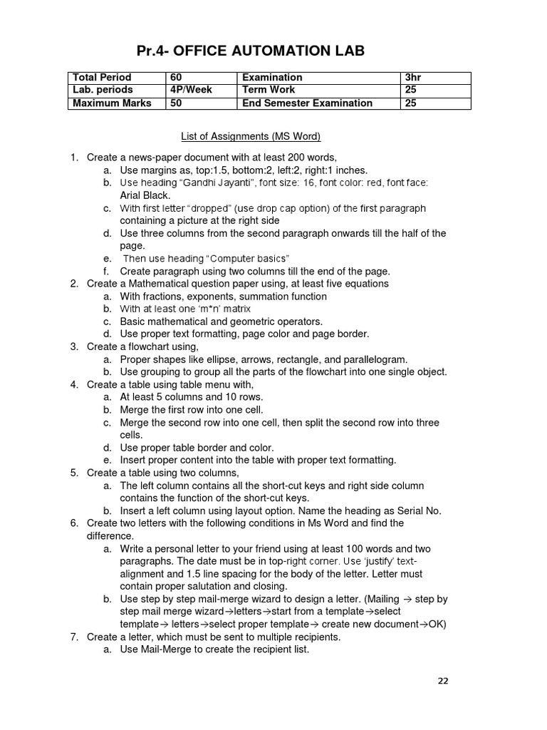 Office Automation Lab | PDF | Databases | Microsoft Power Point