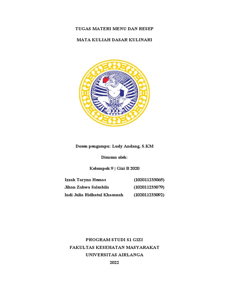 Kelompok 9 - Tugas Menu Dan Resep | PDF