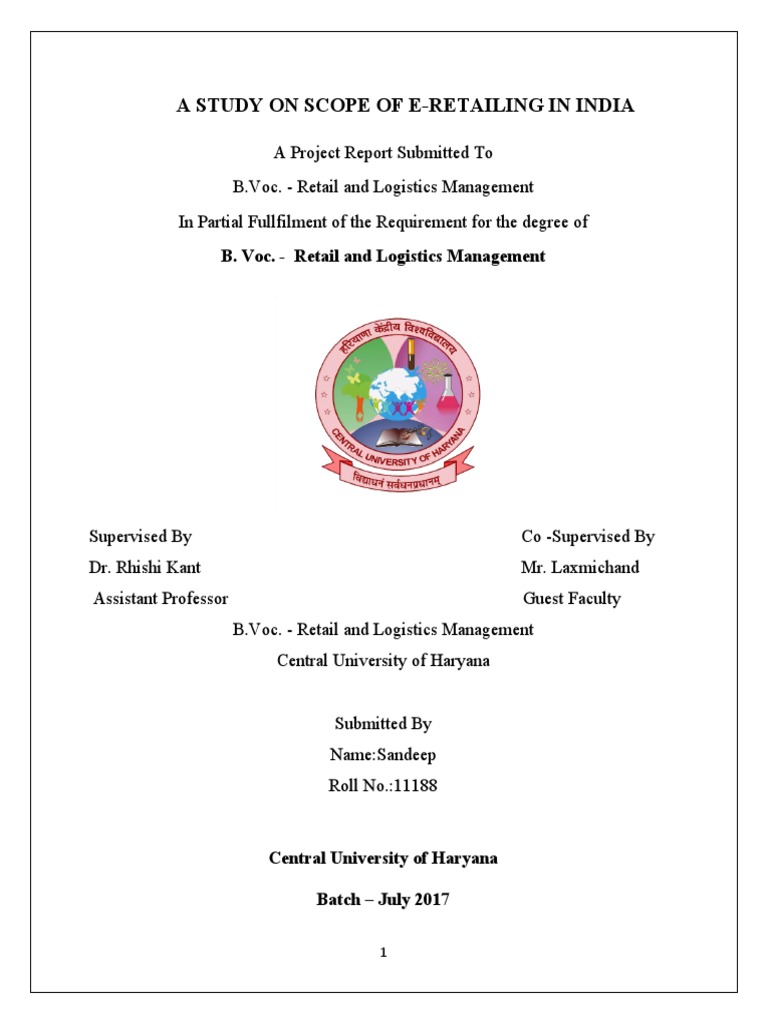 A Study On Scope of E-Retailing in India: B. Voc. - Retail and ...