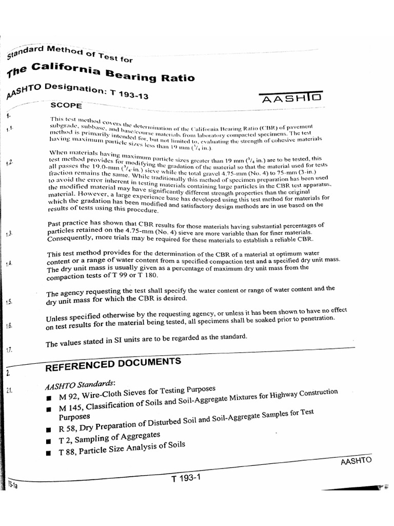 Aashto T 193 CBR | PDF