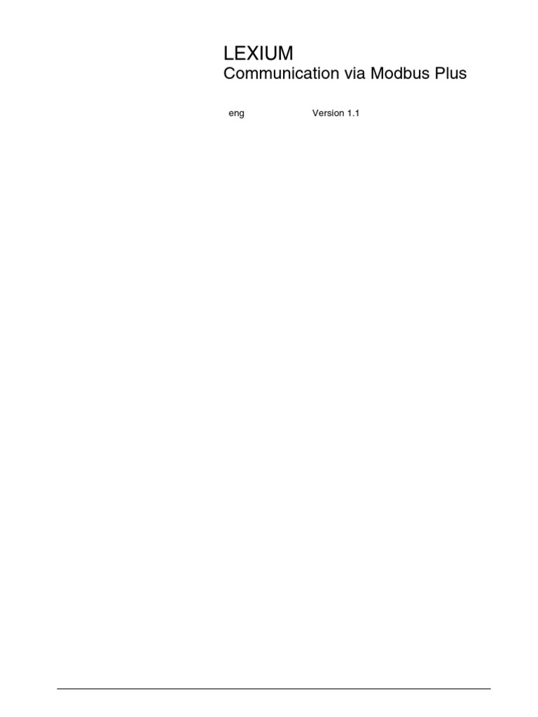 Lexium Communication by Modbus Plus | PDF | Node (Networking) | Computer Network