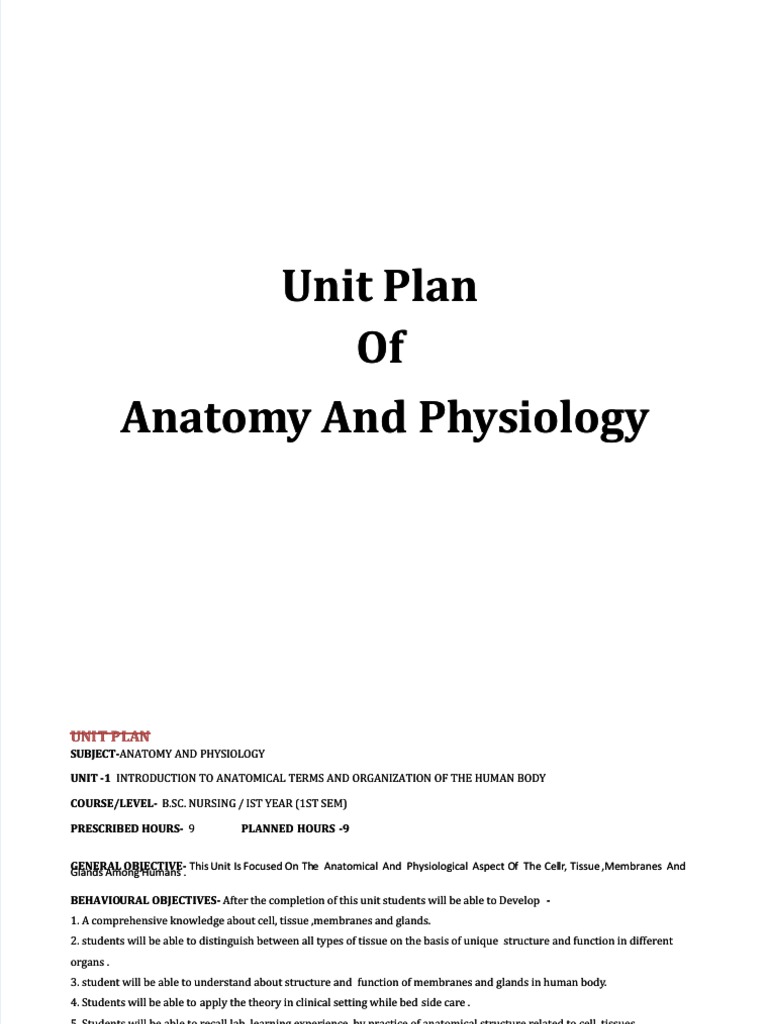 PDF Unit Plan For Sem 1 DL | PDF | Anatomy | Zoology