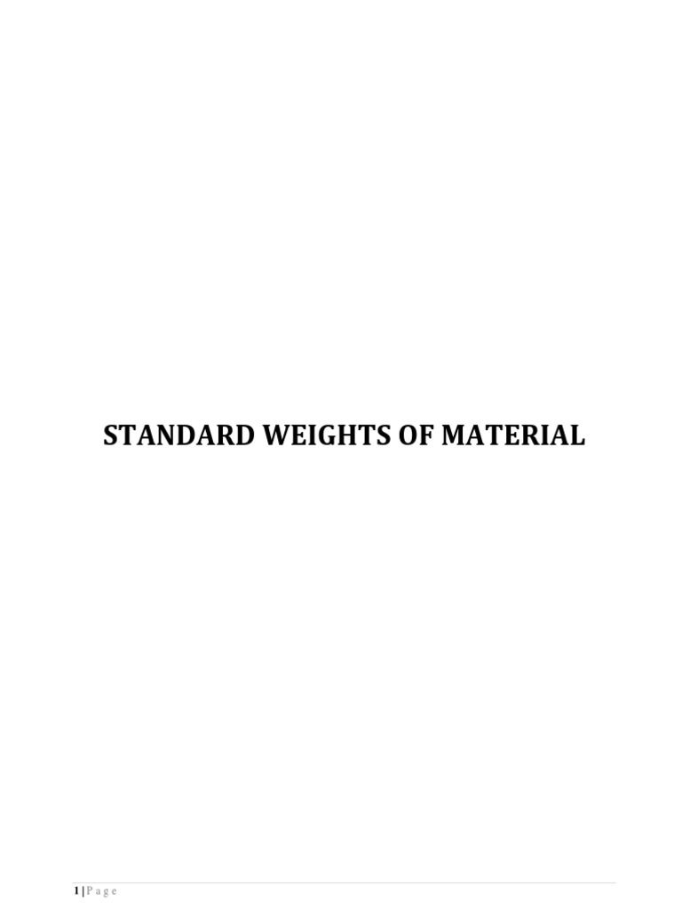 Material Weights Reference Guide | PDF