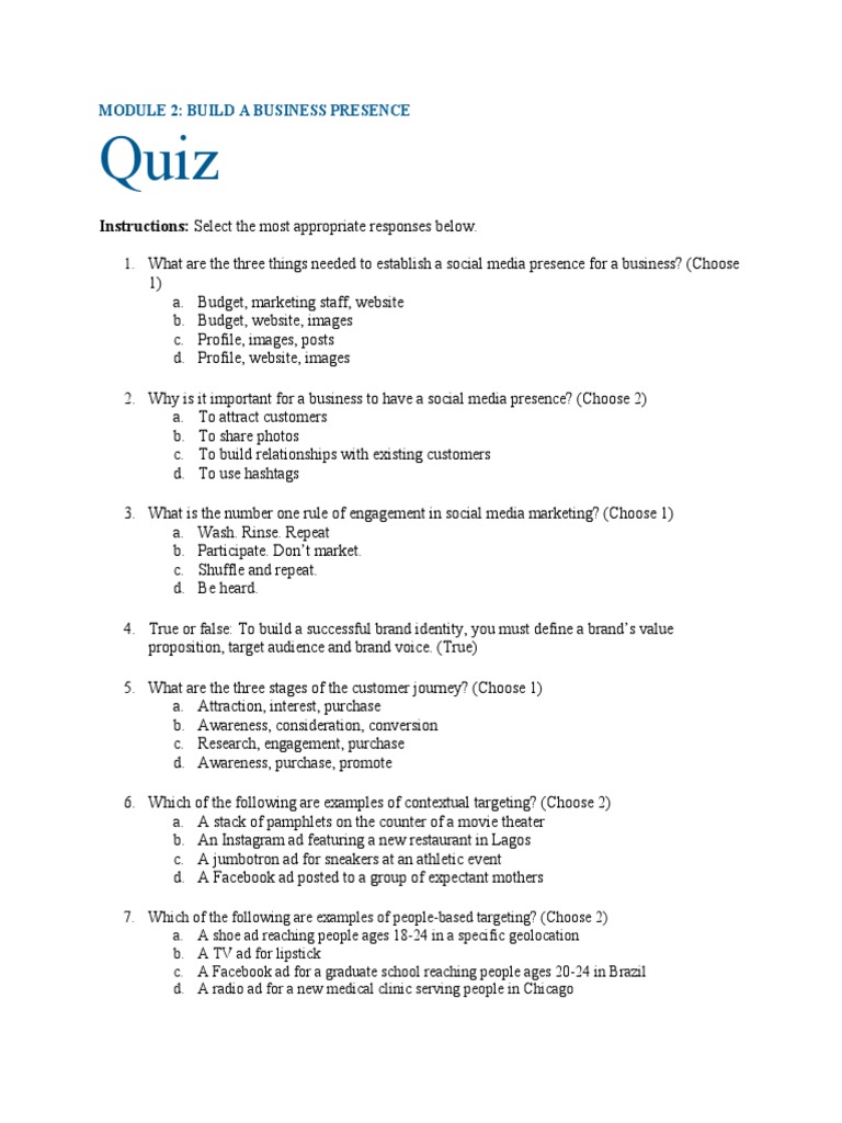 Module 2 Quiz - Question | PDF