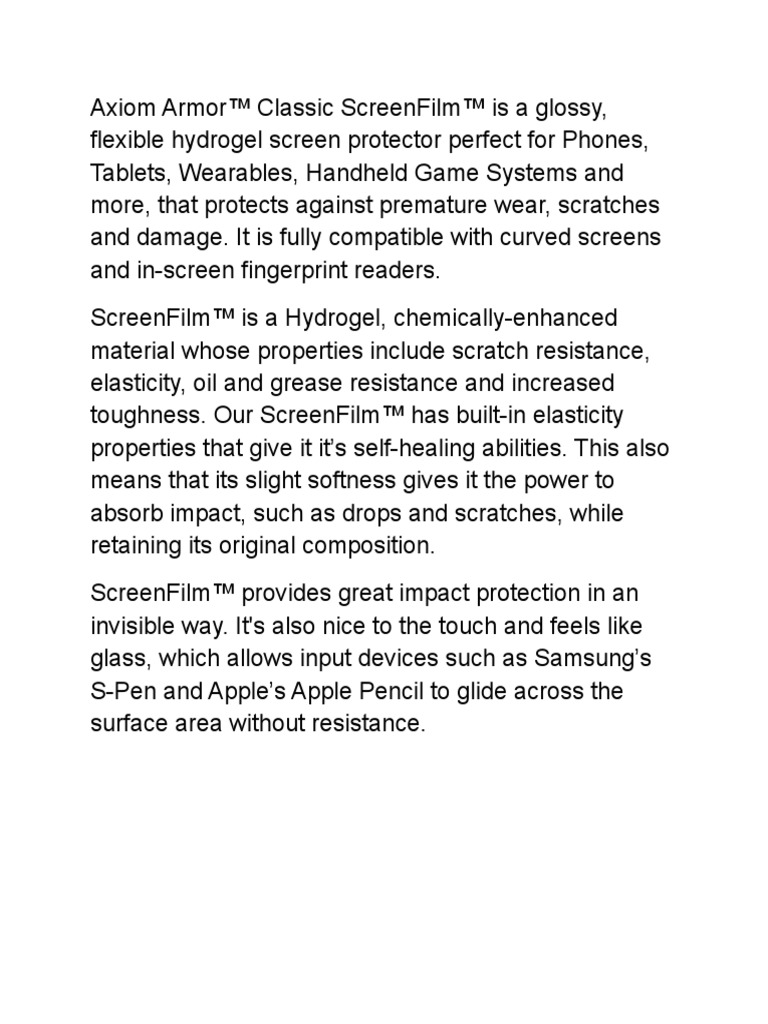 Axiom Armor™ Classic ScreenFilm™ | PDF