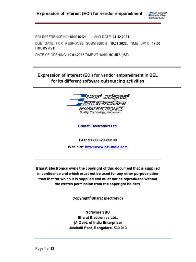Expression of Interest (EOI) For Vendor Empanelment | PDF | Java Script ...