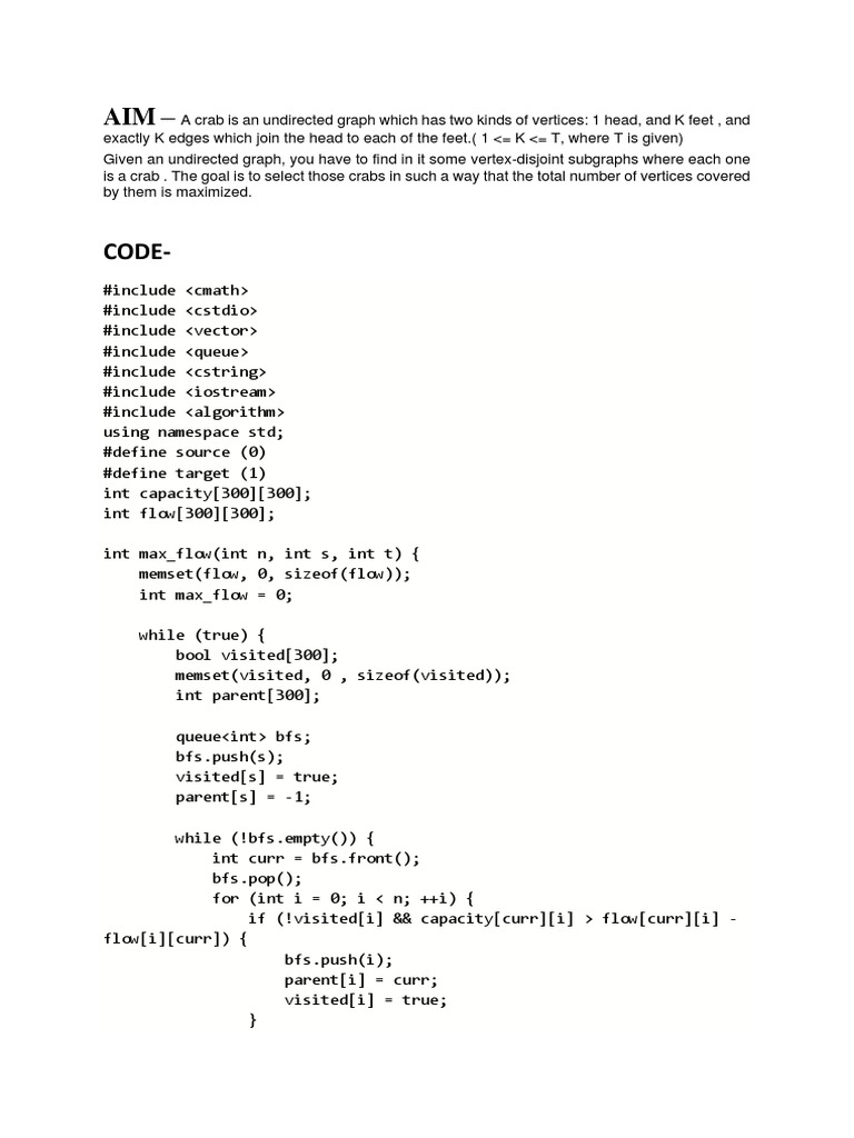 19BCS2626 Crab Graph | PDF | Mathematics | Algorithms