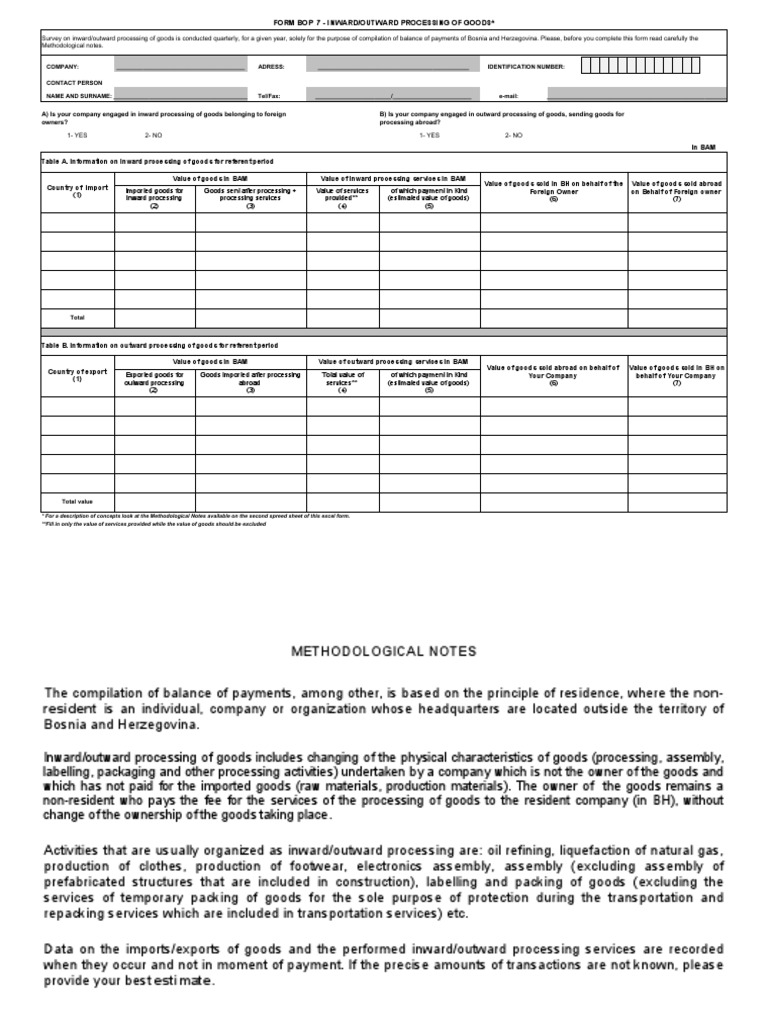 BOP 7: Inward/Outward Processing Form | PDF | Business | Economies
