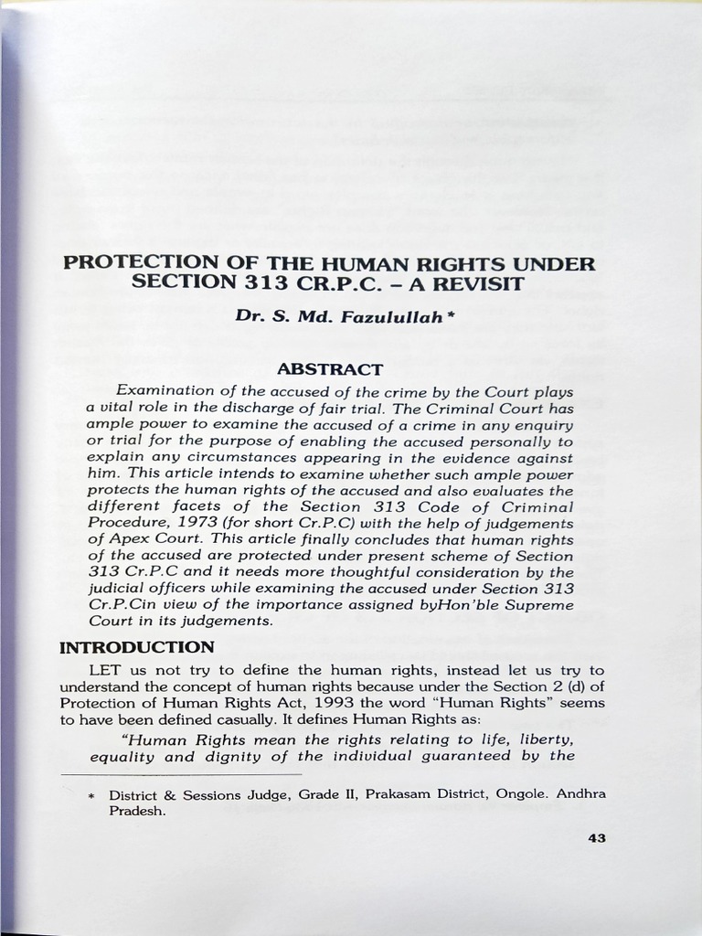 Human Rights Under Section 313 Cr.P.C. | PDF | Common Law | Criminal Law Human Rights Under Section 313 Cr.P.C. | PDF | Common Law | Criminal Law
