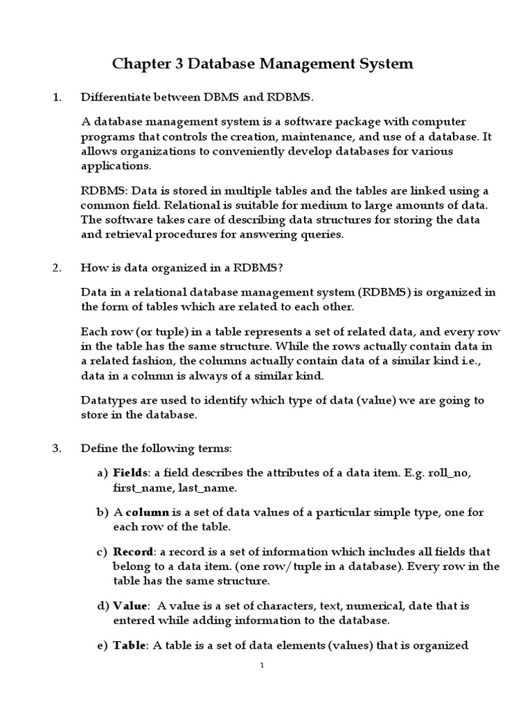 Database Questions & Answers Part A | PDF | Relational Database | Databases