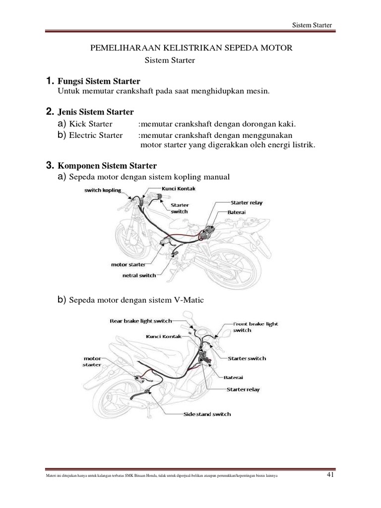 Sistem Starter Sepeda Motor | PDF