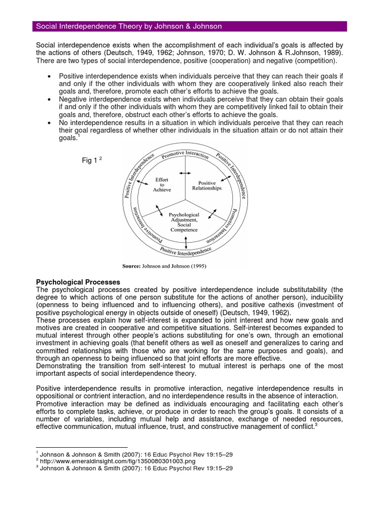 Social Interdependence Theory by Deutsch & Johnson | PDF | Goal ...