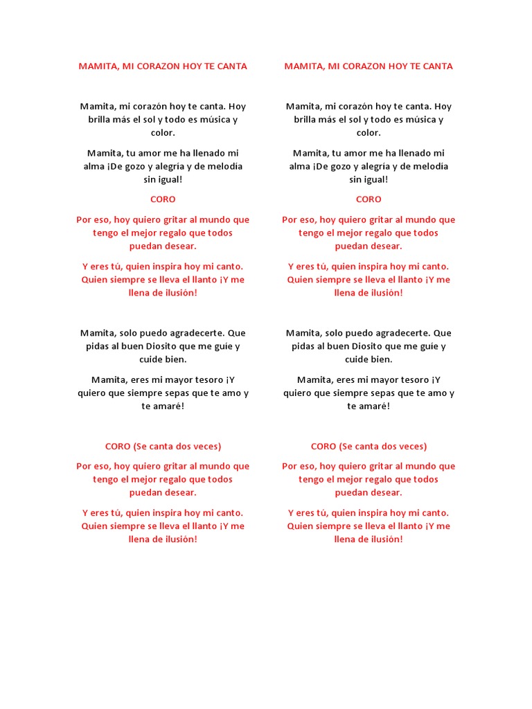 Canción Para Mamá Pdf