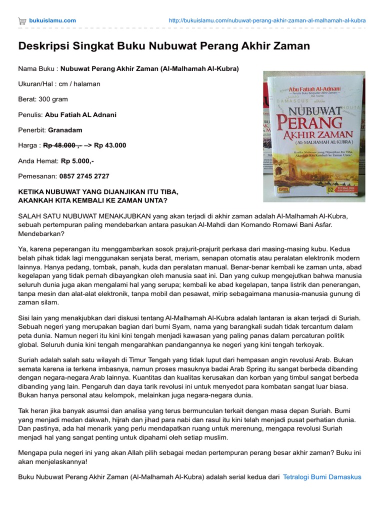 Nubuwat Perang Akhir Zaman: Malhamah | PDF