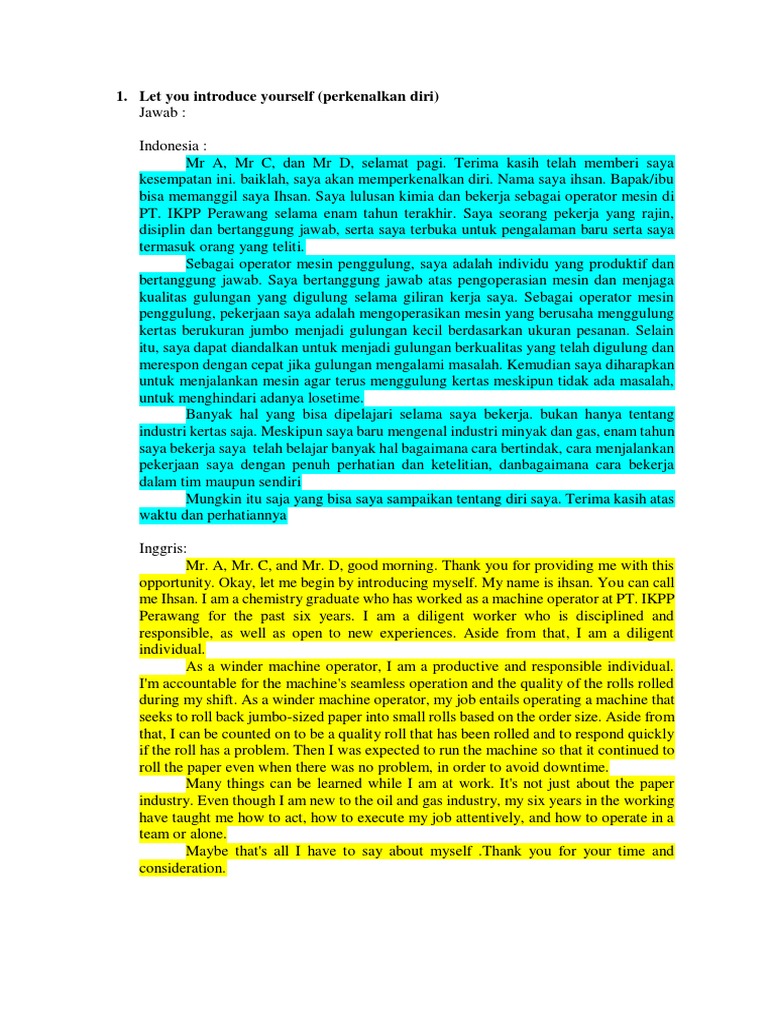 Interview English BG Isan | PDF