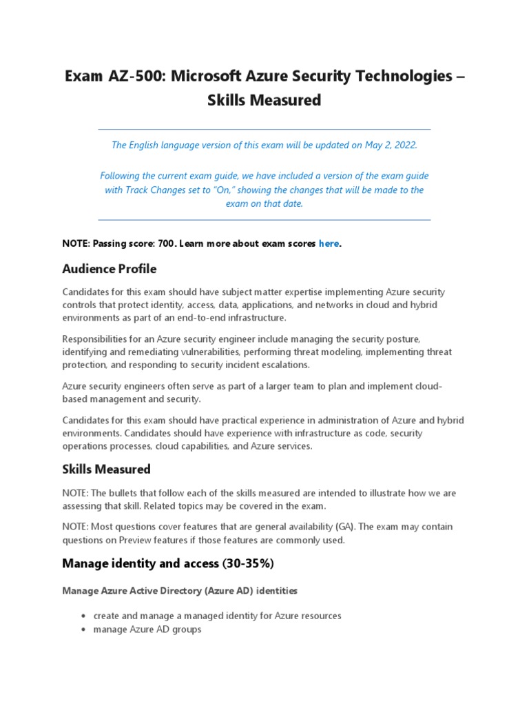 AZ-500 Exam Guide: Azure Security Skills | PDF | Microsoft Azure ...