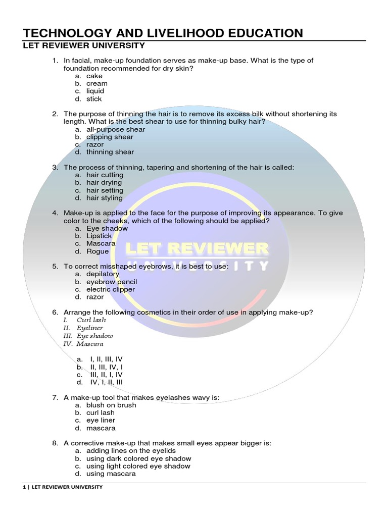 Tle Reviewer G | PDF | Nail (Anatomy) | Cosmetics