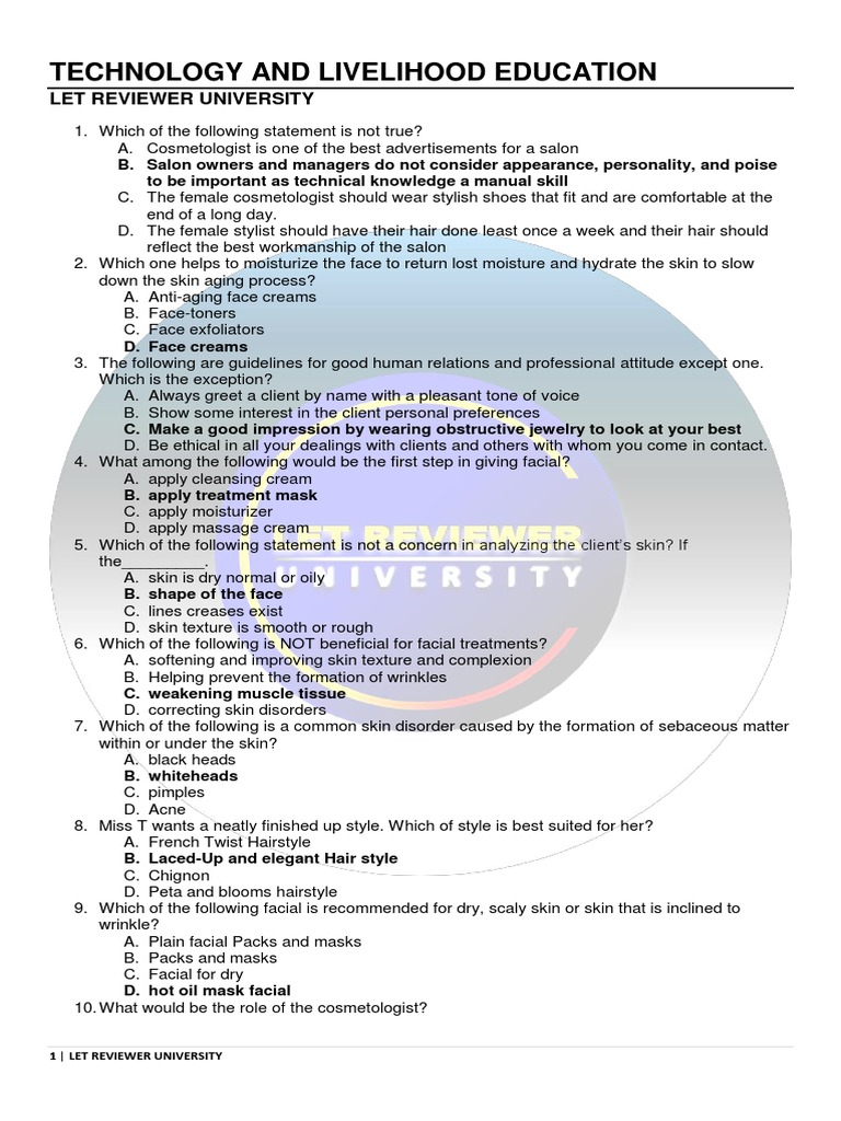 Tle Reviewer B | PDF | Nail (Anatomy) | Integumentary System