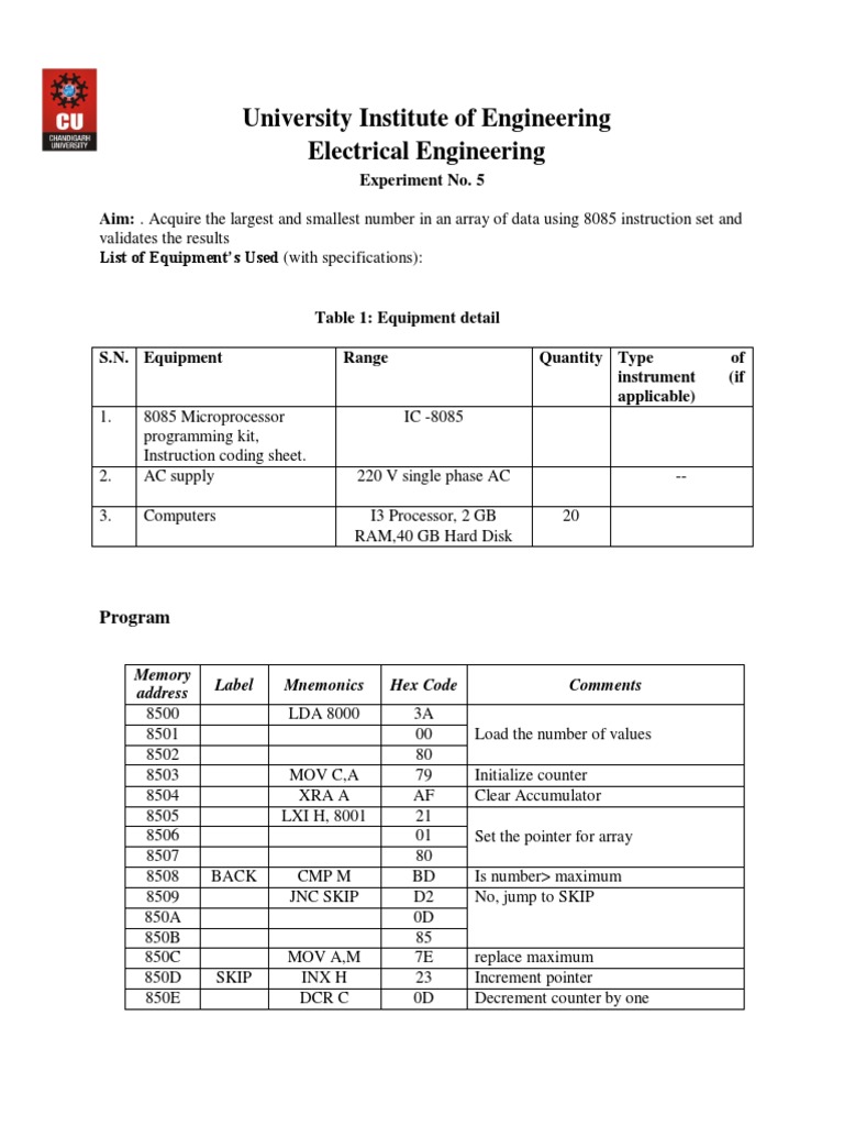 University Institute of Engineering Electrical Engineering | PDF | Computer Programming ...