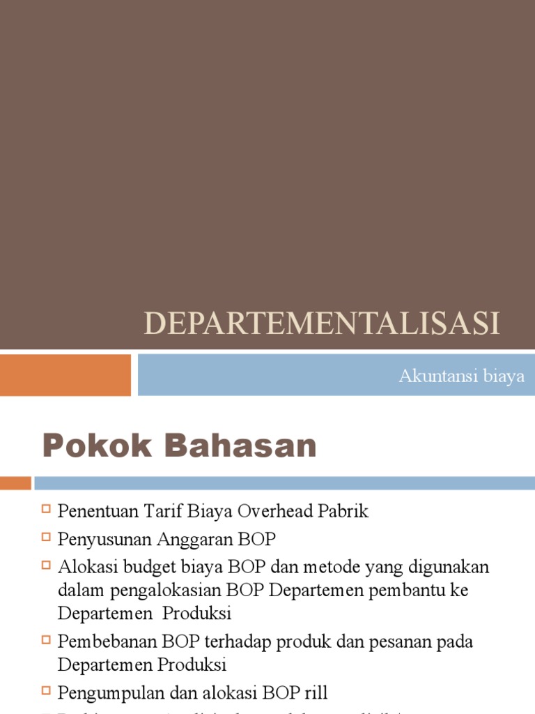 Departementalisasi Biaya Overhead | PDF