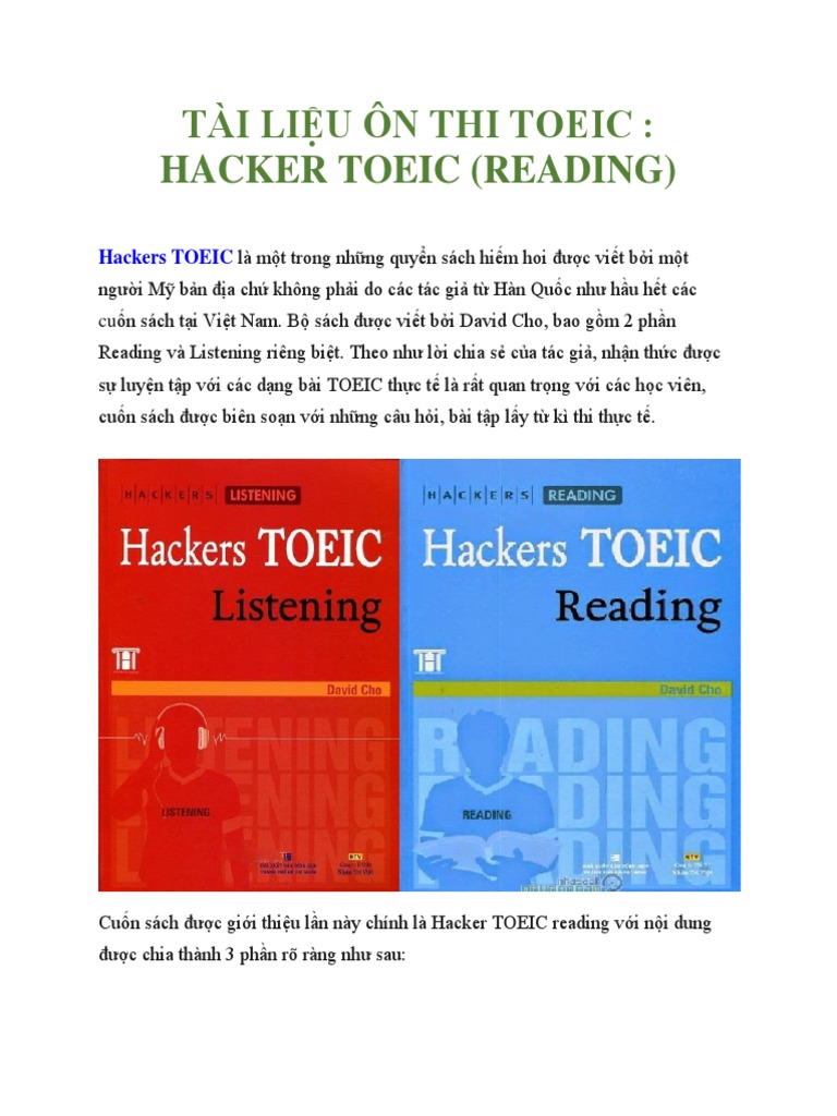 TÀI LIỆU ÔN THI TOEIC HACKER TOEIC (READING) | PDF