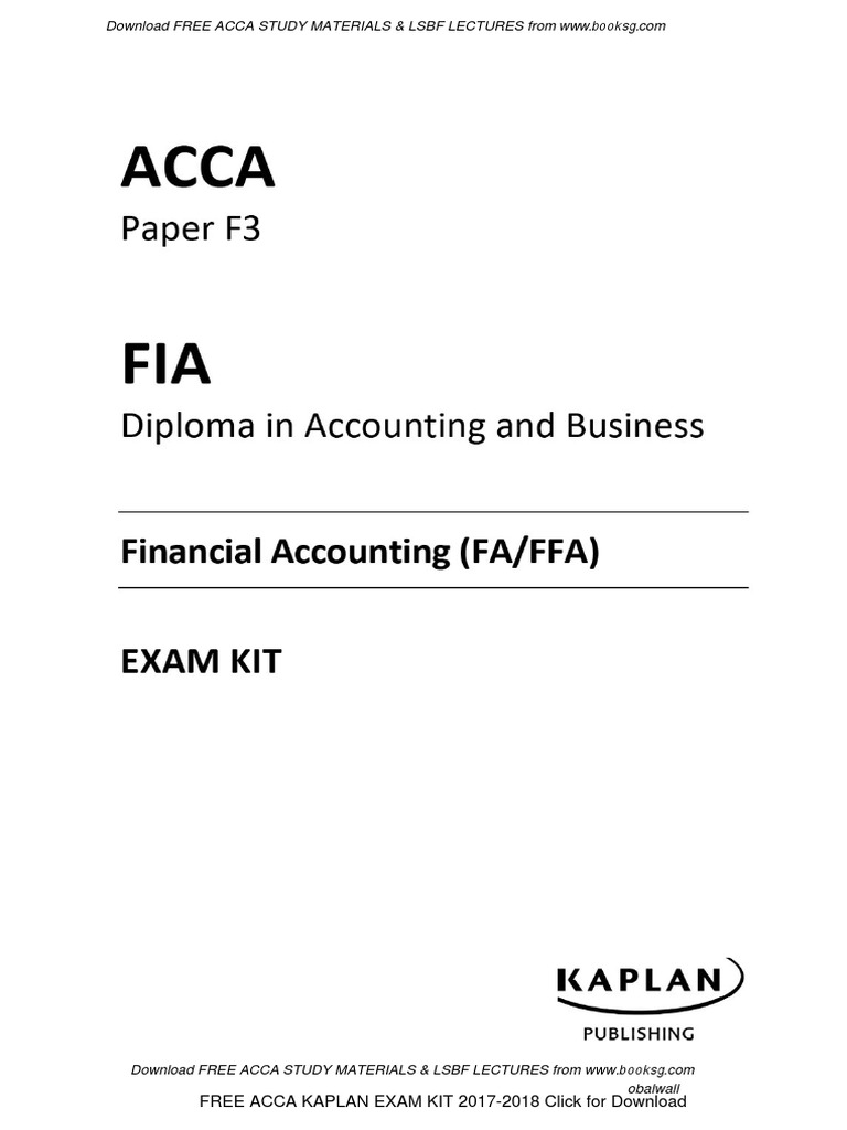 F3 KAPLAN Exam Kit 2017 | PDF