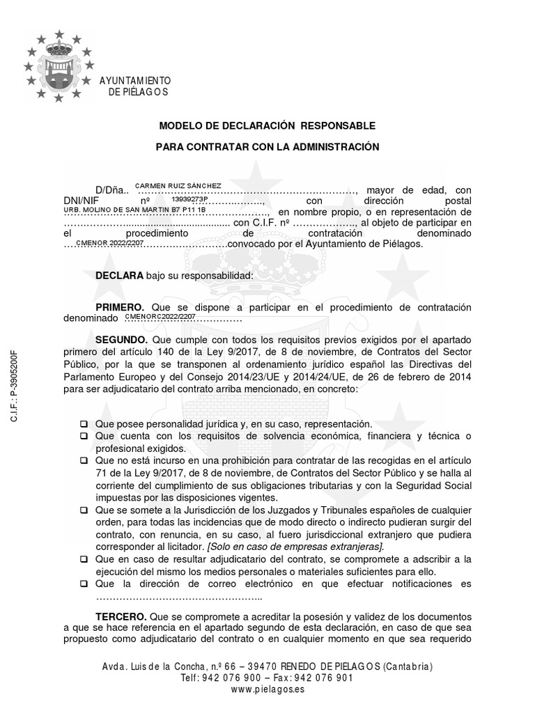 Modelo Declaracion Responsable | PDF