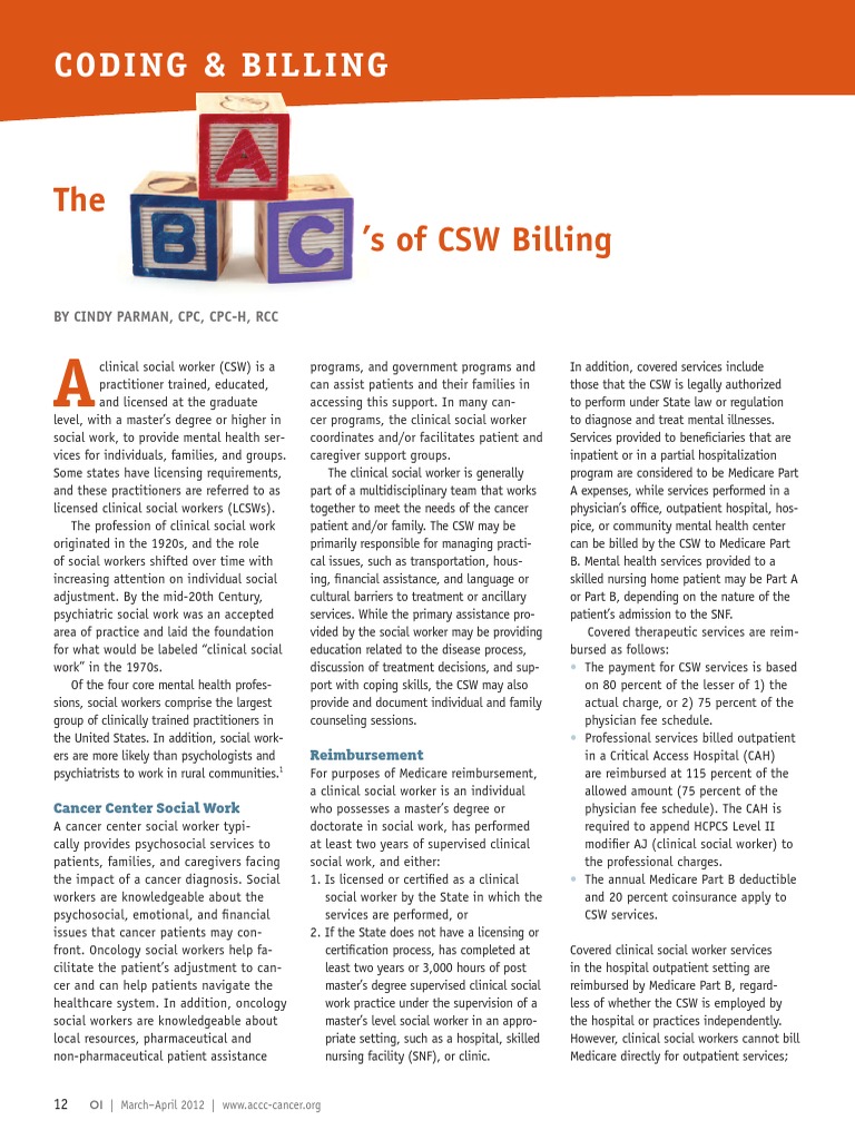 The 'S of CSW Billing | PDF | Social Work | Medicare (United States)