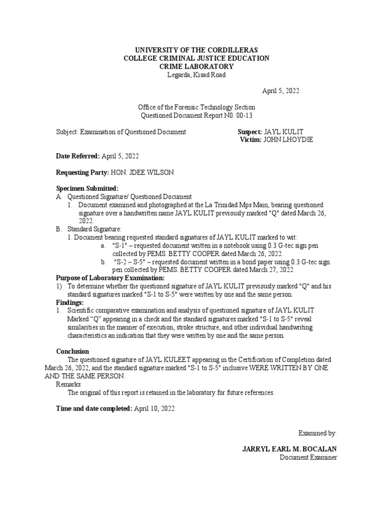 University Crime Lab Analyzes Questioned Documents | PDF | Signature ...