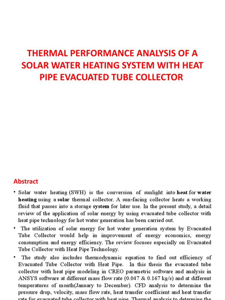 Thermal Performance Analysis of A Solar Water Heating | PDF | Solar ...