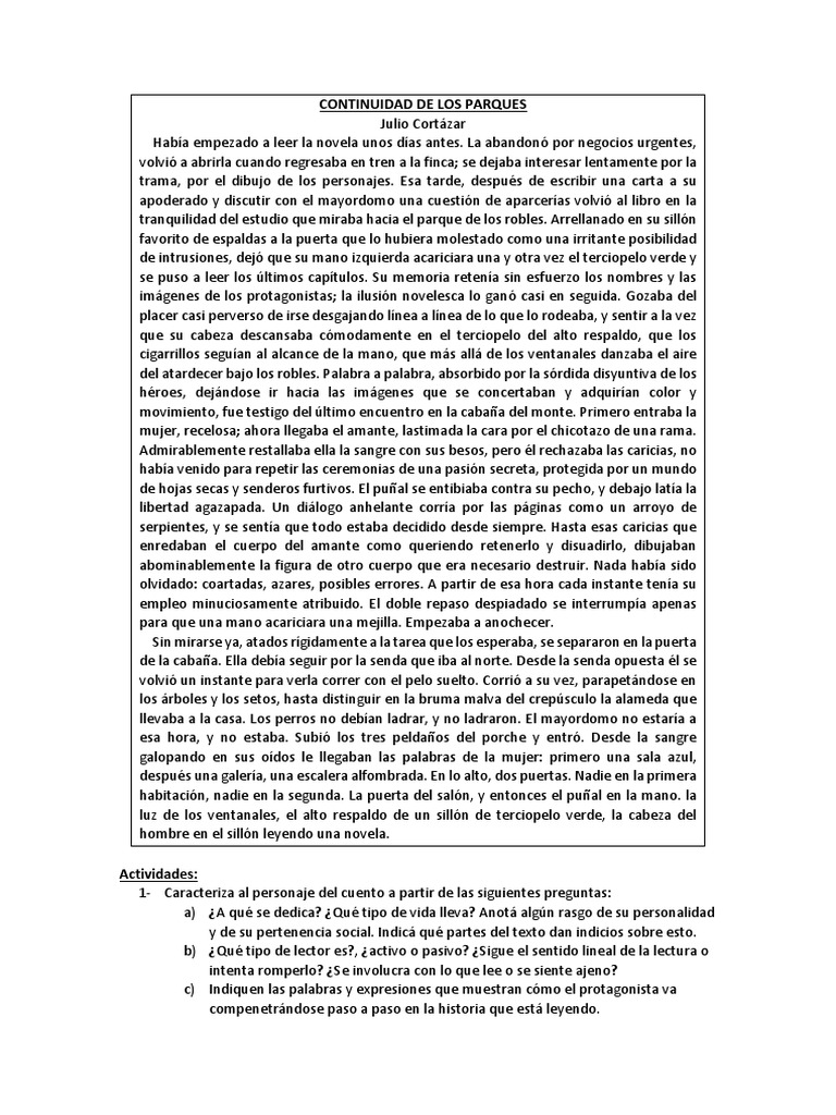 TP 1 - Continuidad de Los Parques | PDF | Fantasía | Escritura