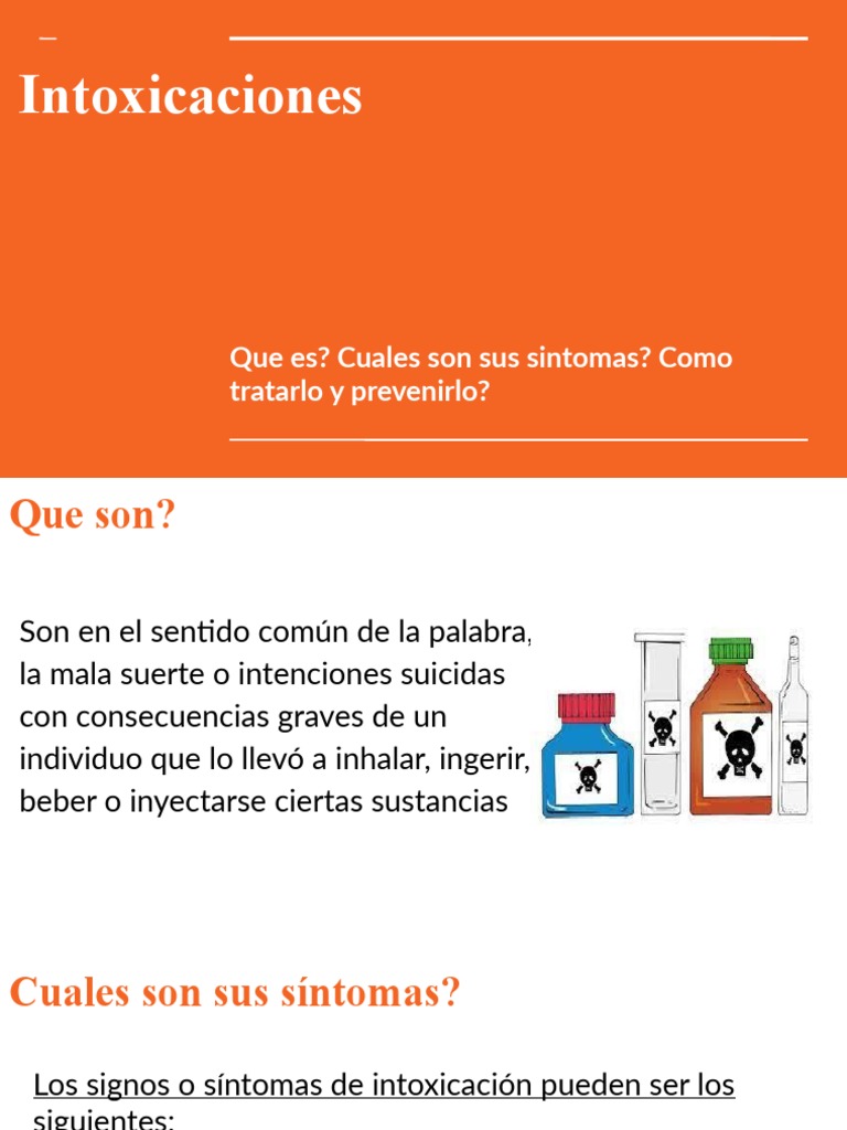 Intoxicaciones (Tipos, Que Son y Como Tratarlas y Prevenirlas | PDF