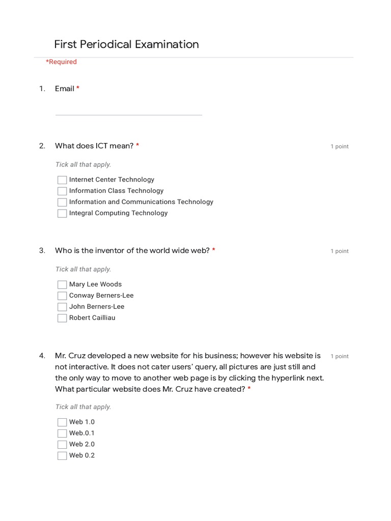First Periodical Examination - Google Forms | PDF | Internet & Web ...