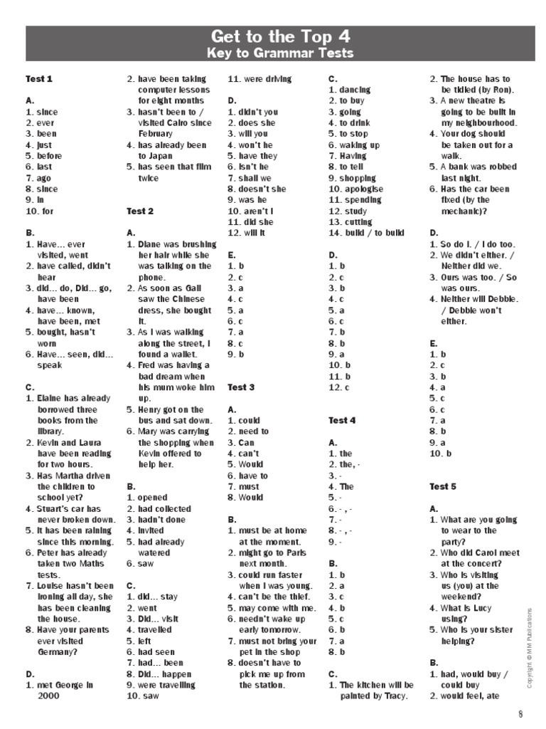 Get To The Top - 4 - Test Megoldás-1 | PDF