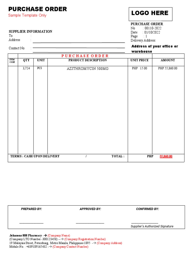 Purchase Order Template Simple in PDF | PDF