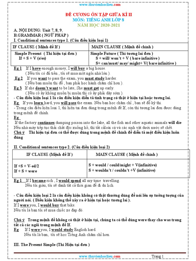 De Cuong On Tap Giua HK2 TIENG ANH 8 | PDF