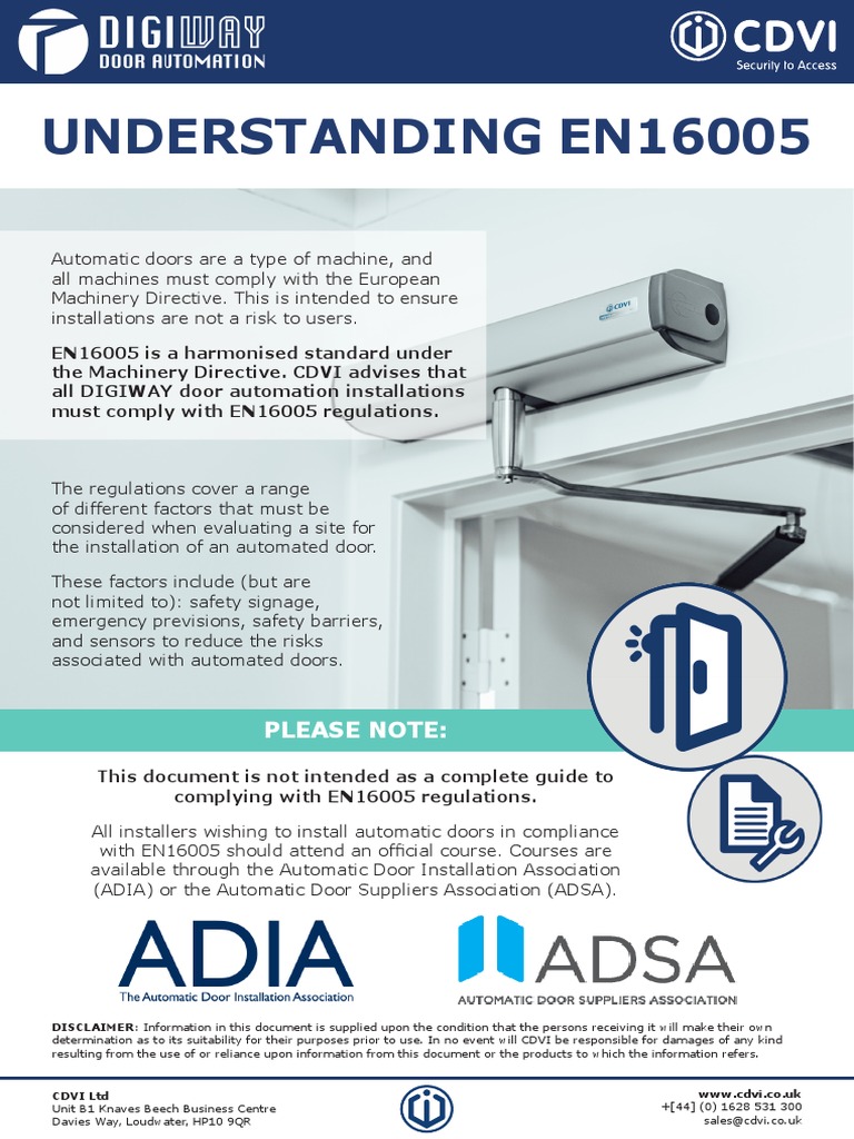 EN16005 Compliance for Automatic Doors | PDF | Door | Safety