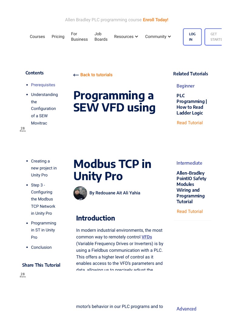 Programming A SEW VFD Using: Allen Bradley PLC Programming Course | PDF | Programmable Logic ...
