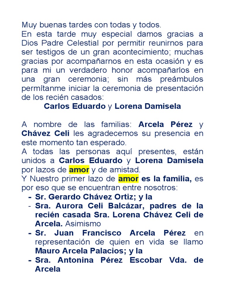 Protocolo de Bodas Maestro de Ceremonia | PDF