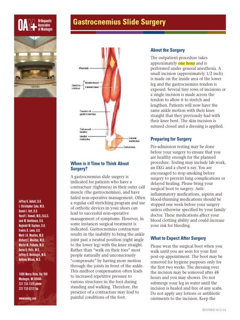 Gastrocnemius Slide Surgery | PDF | Surgery | Anesthesia