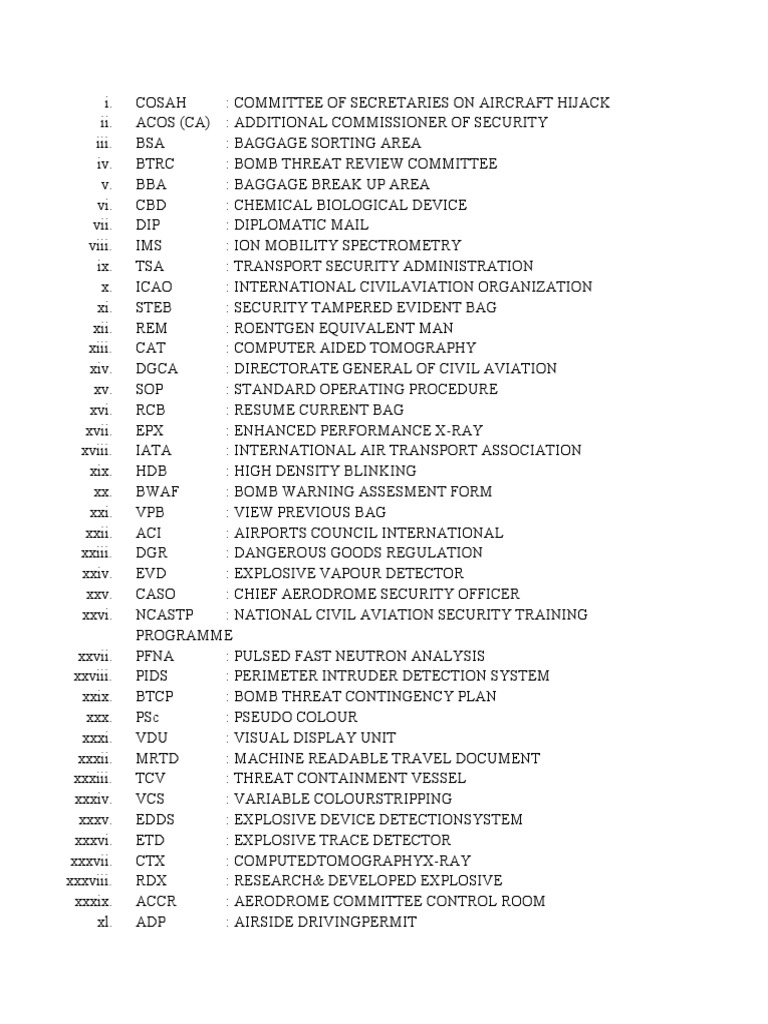 Abreviations New and Old | PDF | Airport Security | Airport