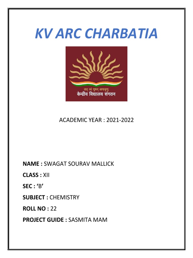 Chemistry Project Class-12 | PDF