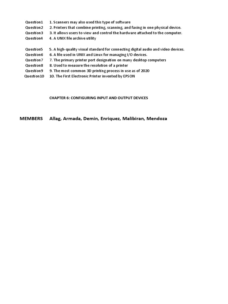 Input and Output Device Configurations | PDF